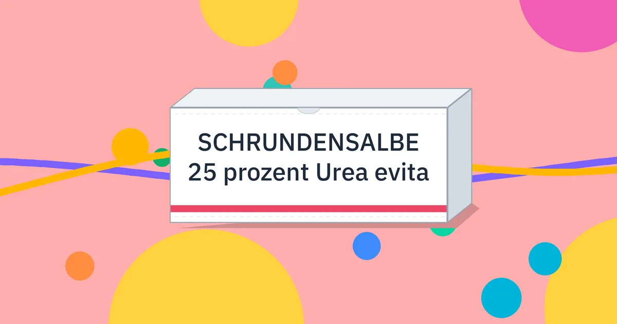 Symbolbild: Packung mit der Aufschrift SCHRUNDENSALBE 25 prozent Urea evita (PZN 19961245) – Verfügbarkeit und Bezug in Apotheken in Frankfurt am Main