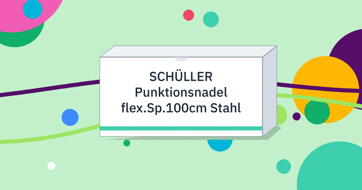 Symbolbild: Packung mit der Aufschrift SCHÜLLER Punktionsnadel flex.Sp.100cm Stahl (PZN 00514791) – Verfügbarkeit und Bezug in Apotheken in Frankfurt am Main