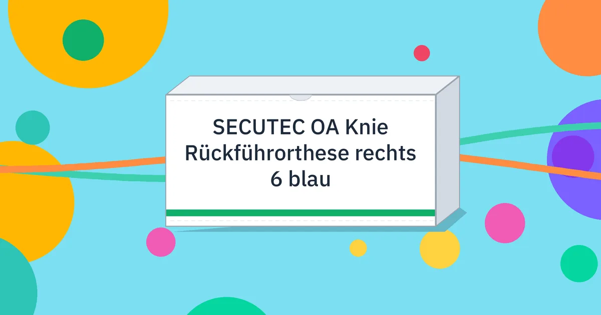 Symbolbild: Packung mit der Aufschrift SECUTEC OA Knie Rückführorthese rechts 6 blau (PZN 14254158) – Verfügbarkeit und Bezug in Apotheken in Frankfurt am Main
