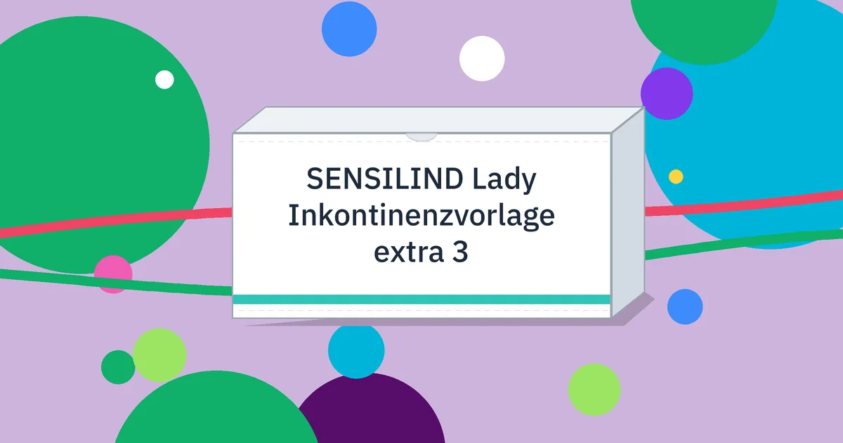 Symbolbild: Packung mit der Aufschrift SENSILIND Lady Inkontinenzvorlage extra 3 (PZN 19713429) – Verfügbarkeit und Bezug in Apotheken in Frankfurt am Main