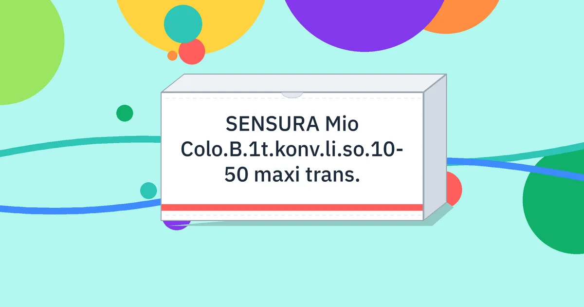 Symbolbild: Packung mit der Aufschrift SENSURA Mio Colo.B.1t.konv.li.so.10-50 maxi trans. (PZN 11098864) – Verfügbarkeit und Bezug in Apotheken in Frankfurt am Main