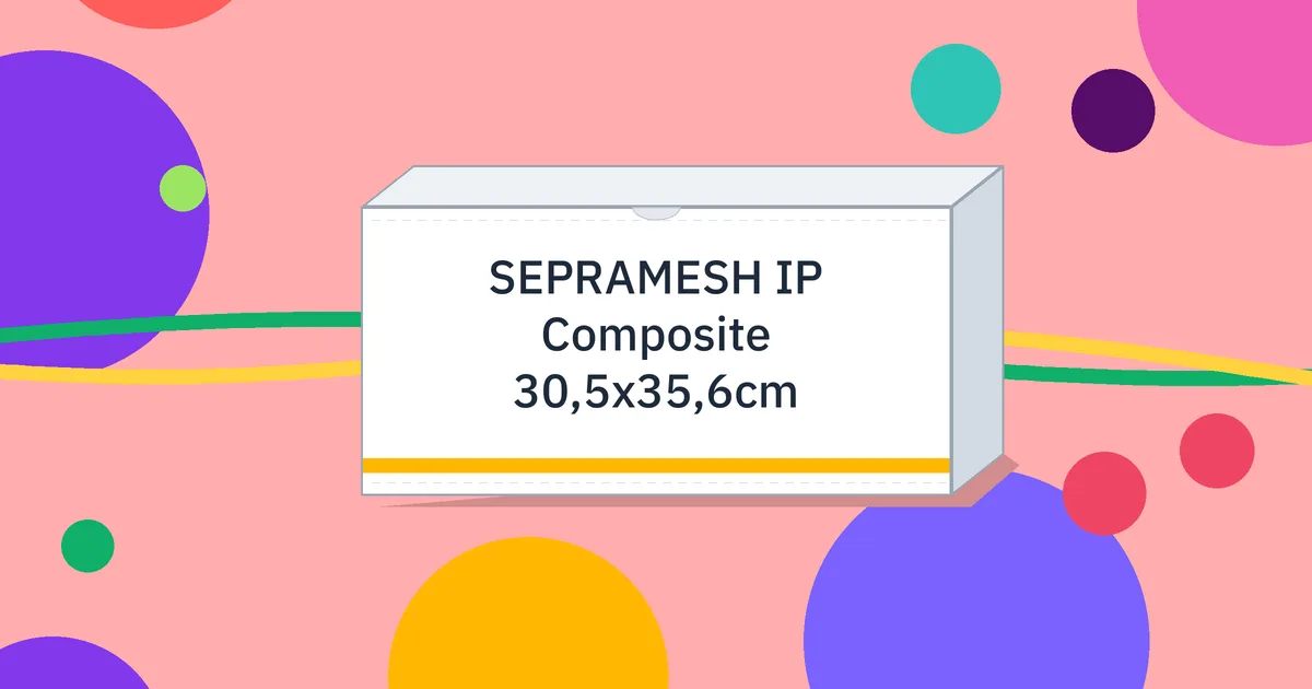 Symbolbild: Packung mit der Aufschrift SEPRAMESH IP Composite 30,5x35,6cm (PZN 07215583) – Verfügbarkeit und Bezug in Apotheken in Frankfurt am Main