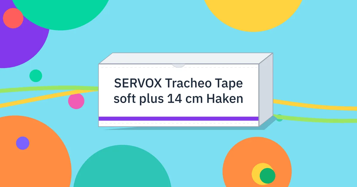 Symbolbild: Packung mit der Aufschrift SERVOX Tracheo Tape soft plus 14 cm Haken (PZN 10986781) – Verfügbarkeit und Bezug in Apotheken in Frankfurt am Main