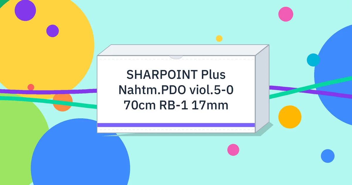 Symbolbild: Packung mit der Aufschrift SHARPOINT Plus Nahtm.PDO viol.5-0 70cm RB-1 17mm (PZN 17994157) – Verfügbarkeit und Bezug in Apotheken in Frankfurt am Main