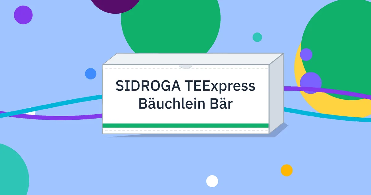 Symbolbild: Packung mit der Aufschrift SIDROGA TEExpress Bäuchlein Bär (PZN 12362895) – Verfügbarkeit und Bezug in Apotheken in Frankfurt am Main