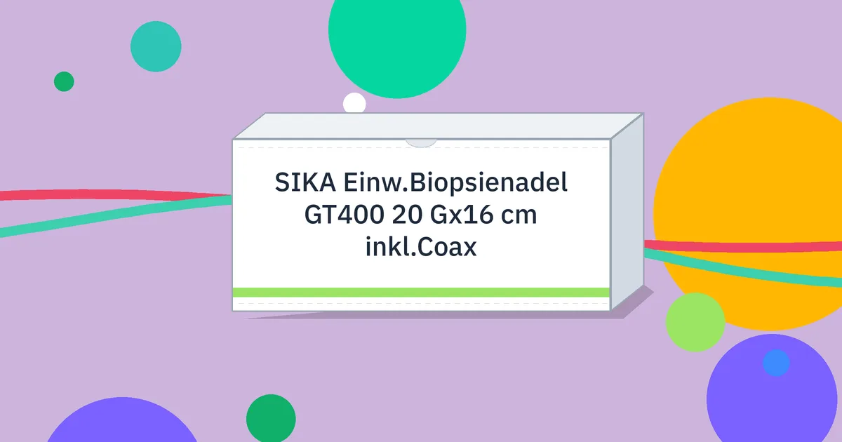 Symbolbild: Packung mit der Aufschrift SIKA Einw.Biopsienadel GT400 20 Gx16 cm inkl.Coax (PZN 20287966) – Verfügbarkeit und Bezug in Apotheken in Frankfurt am Main