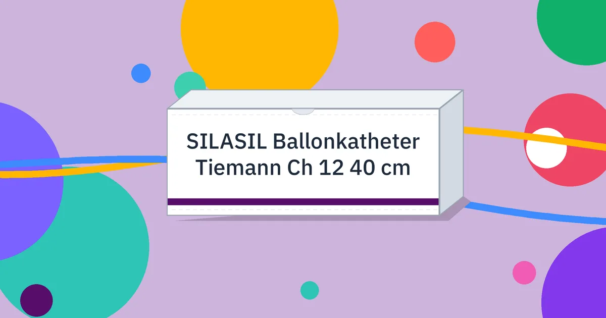 Symbolbild: Packung mit der Aufschrift SILASIL Ballonkatheter Tiemann Ch 12 40 cm (PZN 05035807) – Verfügbarkeit und Bezug in Apotheken in Frankfurt am Main