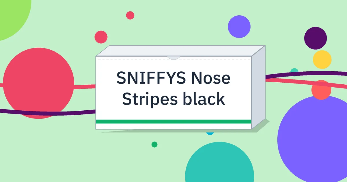 Symbolbild: Packung mit der Aufschrift SNIFFYS Nose Stripes black (PZN 20132212) – Verfügbarkeit und Bezug in Apotheken in Frankfurt am Main