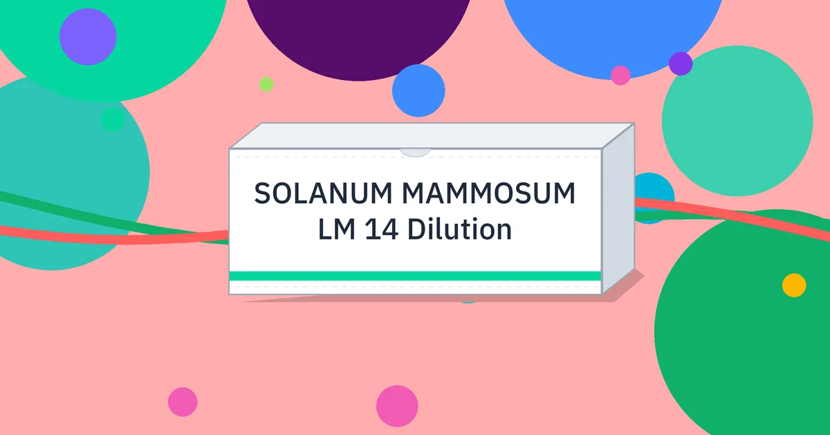 Symbolbild: Packung mit der Aufschrift SOLANUM MAMMOSUM LM 14 Dilution (PZN 13192403) – Verfügbarkeit und Bezug in Apotheken in Frankfurt am Main