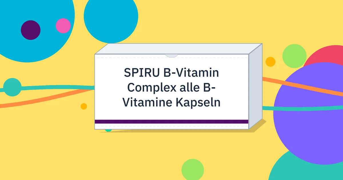 Symbolbild: Packung mit der Aufschrift SPIRU B-Vitamin Complex alle B-Vitamine Kapseln (PZN 18131429) – Verfügbarkeit und Bezug in Apotheken in Frankfurt am Main