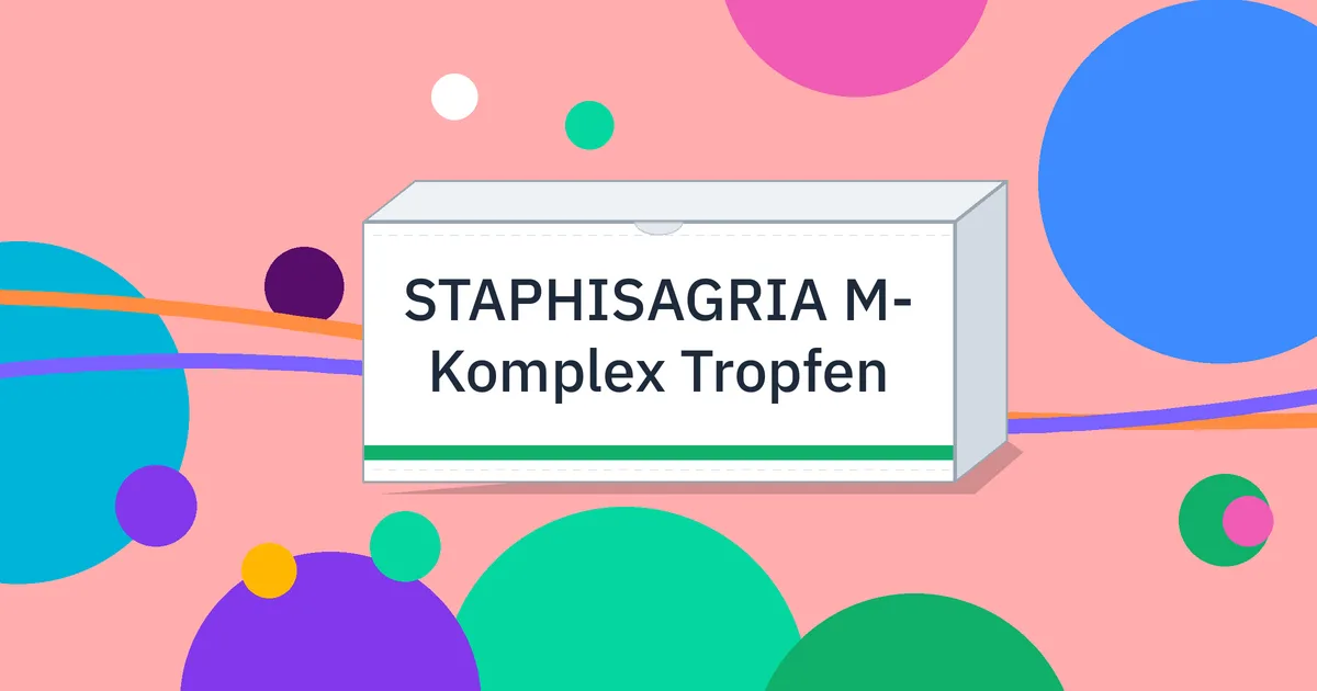 Symbolbild: Packung mit der Aufschrift STAPHISAGRIA M-Komplex Tropfen (PZN 01574571) – Verfügbarkeit und Bezug in Apotheken in Frankfurt am Main