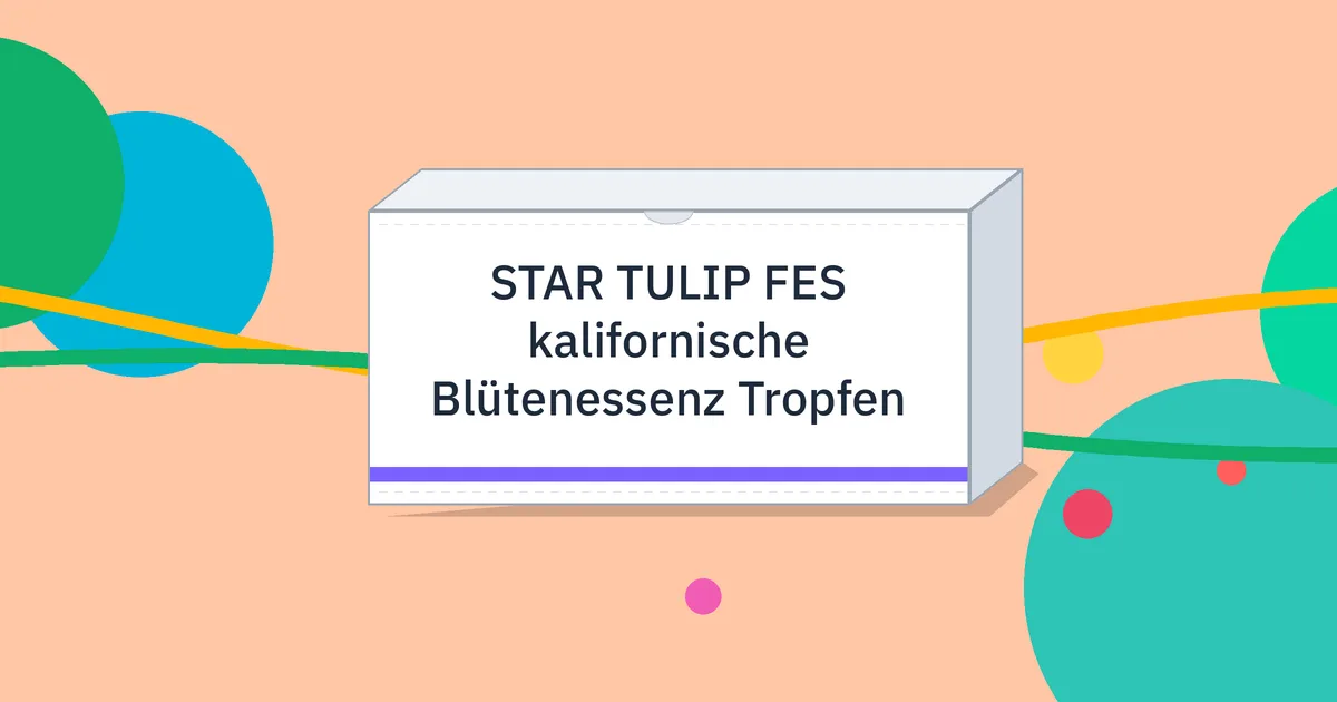 Symbolbild: Packung mit der Aufschrift STAR TULIP FES kalifornische Blütenessenz Tropfen (PZN 09173966) – Verfügbarkeit und Bezug in Apotheken in Frankfurt am Main