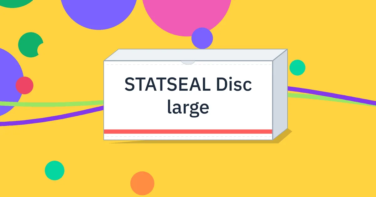Symbolbild: Packung mit der Aufschrift STATSEAL Disc large (PZN 20850798) – Verfügbarkeit und Bezug in Apotheken in Frankfurt am Main