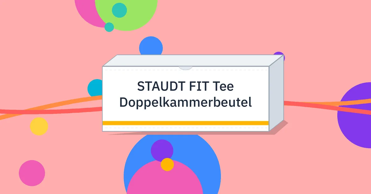 Symbolbild: Packung mit der Aufschrift STAUDT FIT Tee Doppelkammerbeutel (PZN 13230948) – Verfügbarkeit und Bezug in Apotheken in Frankfurt am Main