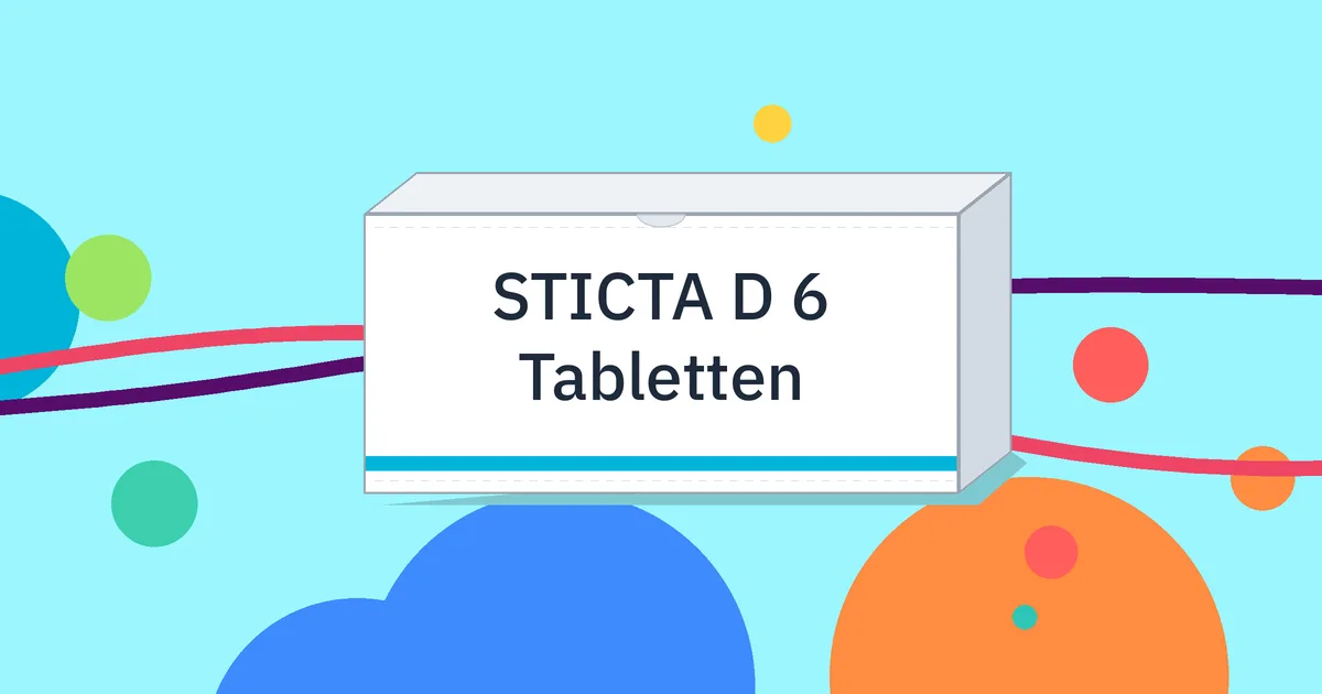 Symbolbild: Packung mit der Aufschrift STICTA D 6 Tabletten (PZN 02636268) – Verfügbarkeit und Bezug in Apotheken in Frankfurt am Main