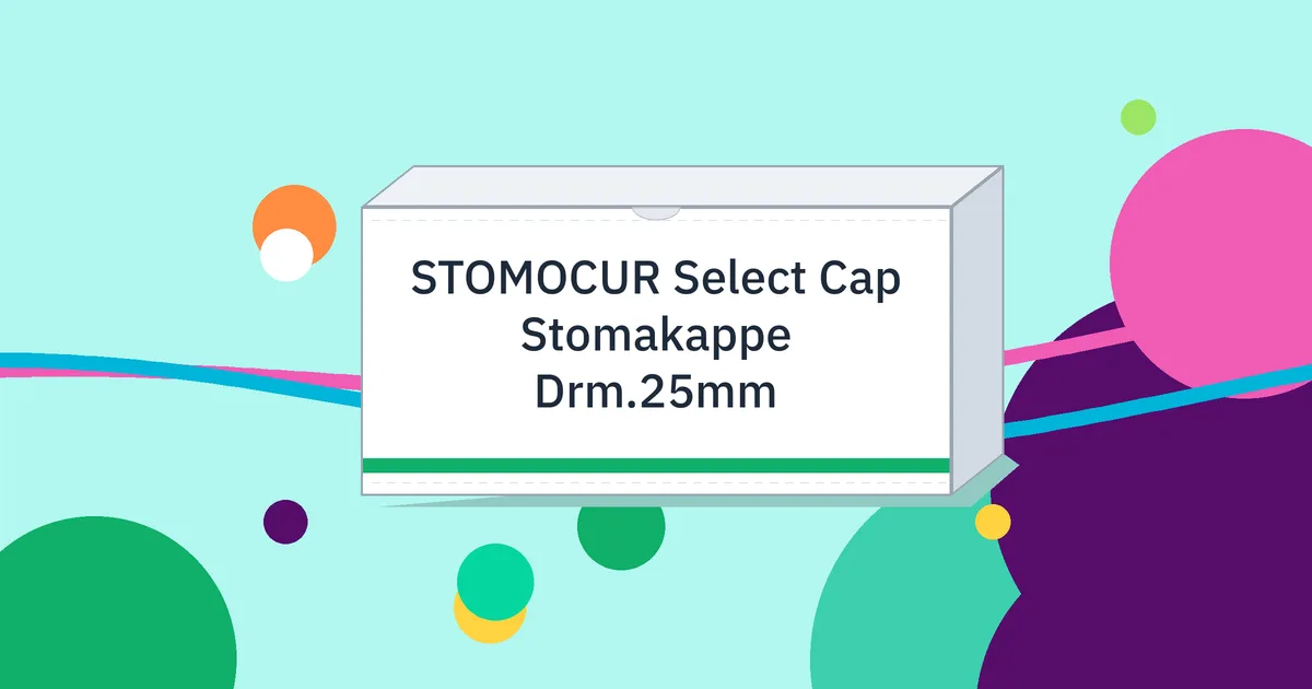 Symbolbild: Packung mit der Aufschrift STOMOCUR Select Cap Stomakappe Drm.25mm (PZN 14138179) – Verfügbarkeit und Bezug in Apotheken in Frankfurt am Main