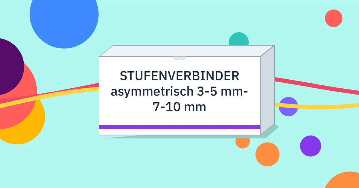 Symbolbild: Packung mit der Aufschrift STUFENVERBINDER asymmetrisch 3-5 mm-7-10 mm (PZN 17932541) – Verfügbarkeit und Bezug in Apotheken in Frankfurt am Main