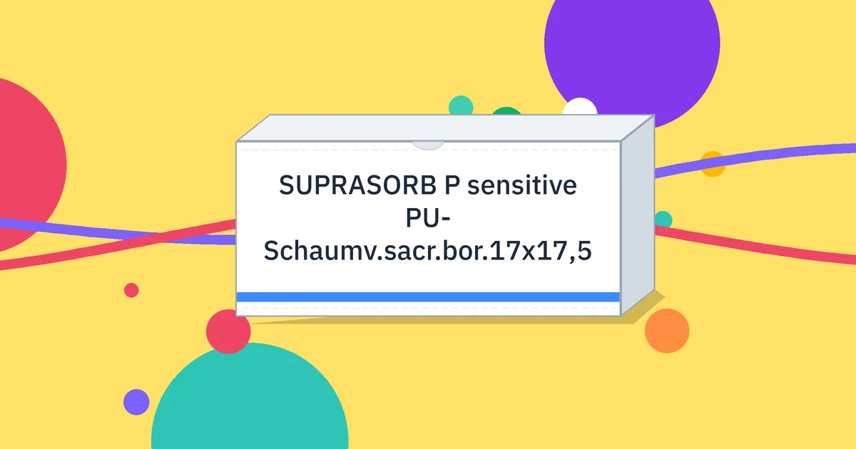 Symbolbild: Packung mit der Aufschrift SUPRASORB P sensitive PU-Schaumv.sacr.bor.17x17,5 (PZN 17311460) – Verfügbarkeit und Bezug in Apotheken in Frankfurt am Main