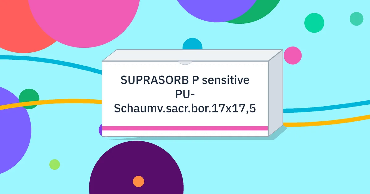 Symbolbild: Packung mit der Aufschrift SUPRASORB P sensitive PU-Schaumv.sacr.bor.17x17,5 (PZN 19744720) – Verfügbarkeit und Bezug in Apotheken in Frankfurt am Main