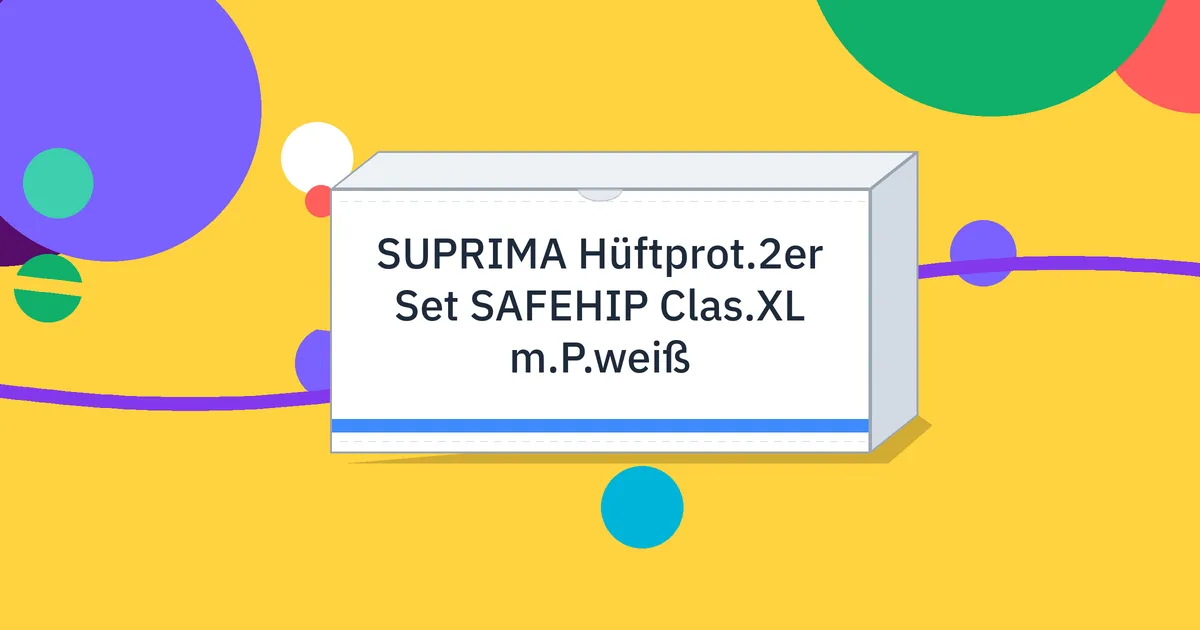 Symbolbild: Packung mit der Aufschrift SUPRIMA Hüftprot.2er Set SAFEHIP Clas.XL m.P.weiß (PZN 13818564) – Verfügbarkeit und Bezug in Apotheken in Frankfurt am Main