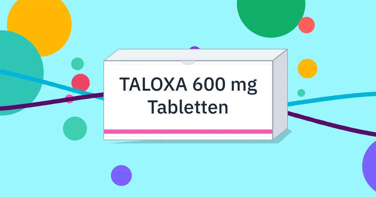 Symbolbild: Packung mit der Aufschrift TALOXA 600 mg Tabletten (PZN 11657401) – Verfügbarkeit und Bezug in Apotheken in Frankfurt am Main