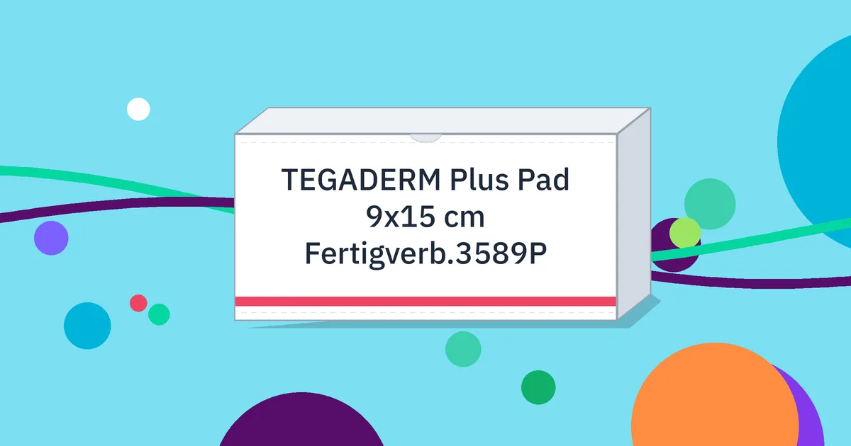 Symbolbild: Packung mit der Aufschrift TEGADERM Plus Pad 9x15 cm Fertigverb.3589P (PZN 05355587) – Verfügbarkeit und Bezug in Apotheken in Frankfurt am Main