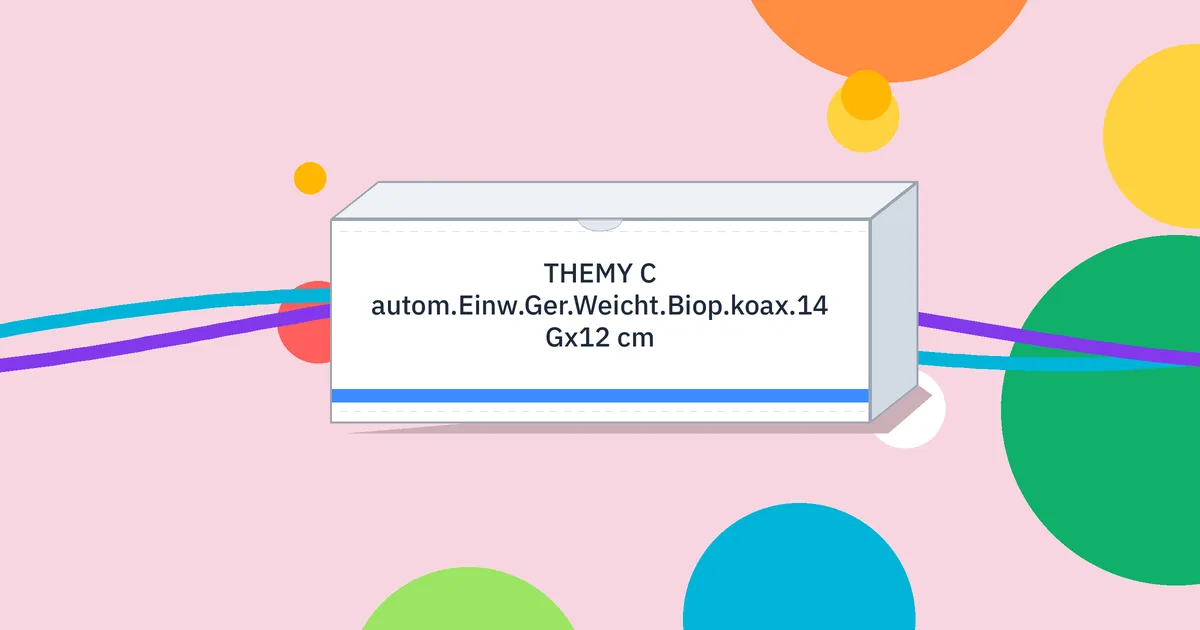 Symbolbild: Packung mit der Aufschrift THEMY C autom.Einw.Ger.Weicht.Biop.koax.14 Gx12 cm (PZN 19737565) – Verfügbarkeit und Bezug in Apotheken in Frankfurt am Main