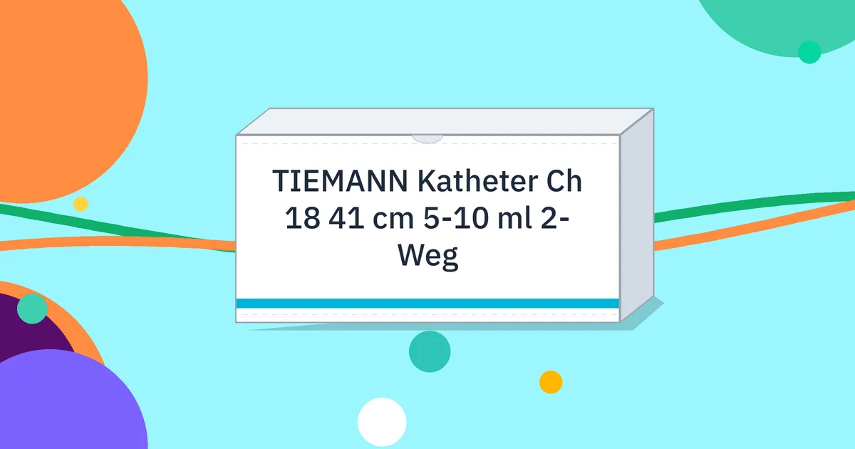 Symbolbild: Packung mit der Aufschrift TIEMANN Katheter Ch 18 41 cm 5-10 ml 2-Weg (PZN 20271830) – Verfügbarkeit und Bezug in Apotheken in Frankfurt am Main