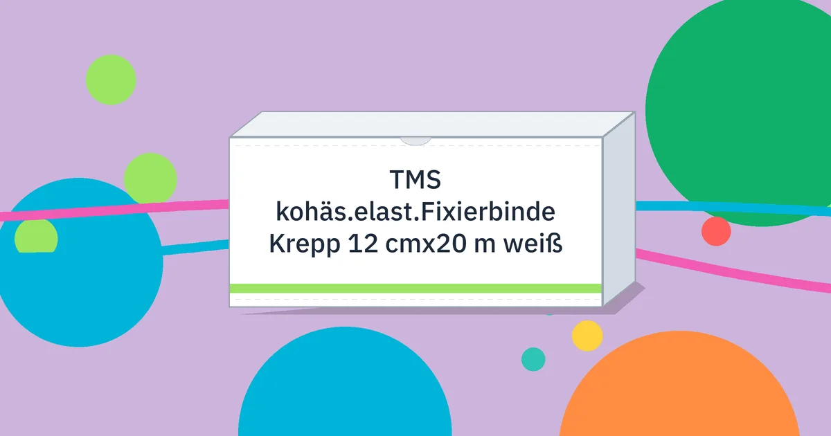 Symbolbild: Packung mit der Aufschrift TMS kohäs.elast.Fixierbinde Krepp 12 cmx20 m weiß (PZN 18316436) – Verfügbarkeit und Bezug in Apotheken in Frankfurt am Main