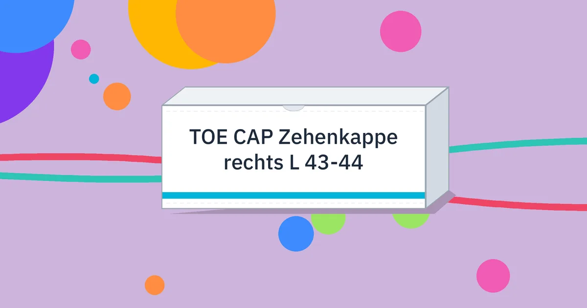 Symbolbild: Packung mit der Aufschrift TOE CAP Zehenkappe rechts L 43-44 (PZN 16631582) – Verfügbarkeit und Bezug in Apotheken in Frankfurt am Main