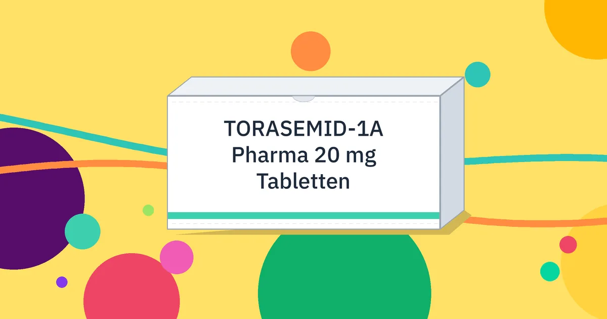 Symbolbild: Packung mit der Aufschrift TORASEMID-1A Pharma 20 mg Tabletten (PZN 05007679) – Verfügbarkeit und Bezug in Apotheken in Frankfurt am Main