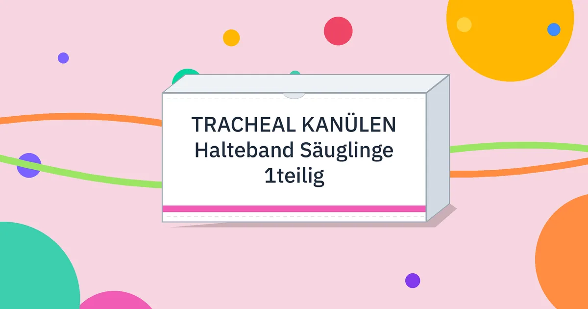 Symbolbild: Packung mit der Aufschrift TRACHEAL KANÜLEN Halteband Säuglinge 1teilig (PZN 09936134) – Verfügbarkeit und Bezug in Apotheken in Frankfurt am Main