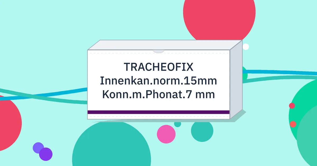 Symbolbild: Packung mit der Aufschrift TRACHEOFIX Innenkan.norm.15mm Konn.m.Phonat.7 mm (PZN 04164856) – Verfügbarkeit und Bezug in Apotheken in Frankfurt am Main
