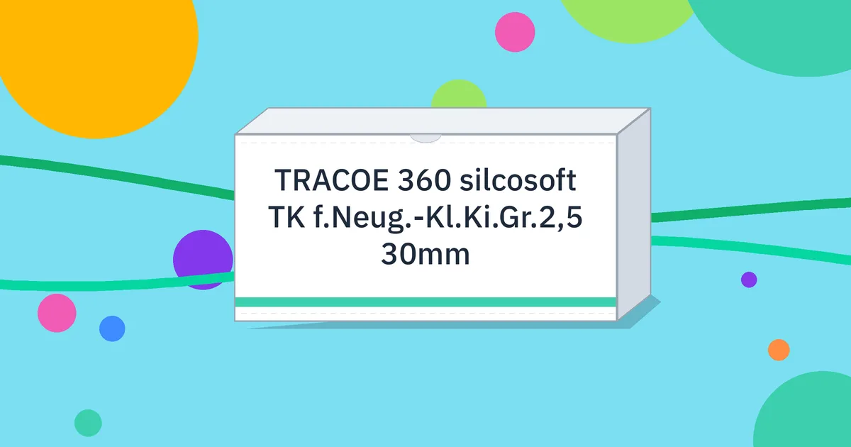 Symbolbild: Packung mit der Aufschrift TRACOE 360 silcosoft TK f.Neug.-Kl.Ki.Gr.2,5 30mm (PZN 14313725) – Verfügbarkeit und Bezug in Apotheken in Frankfurt am Main
