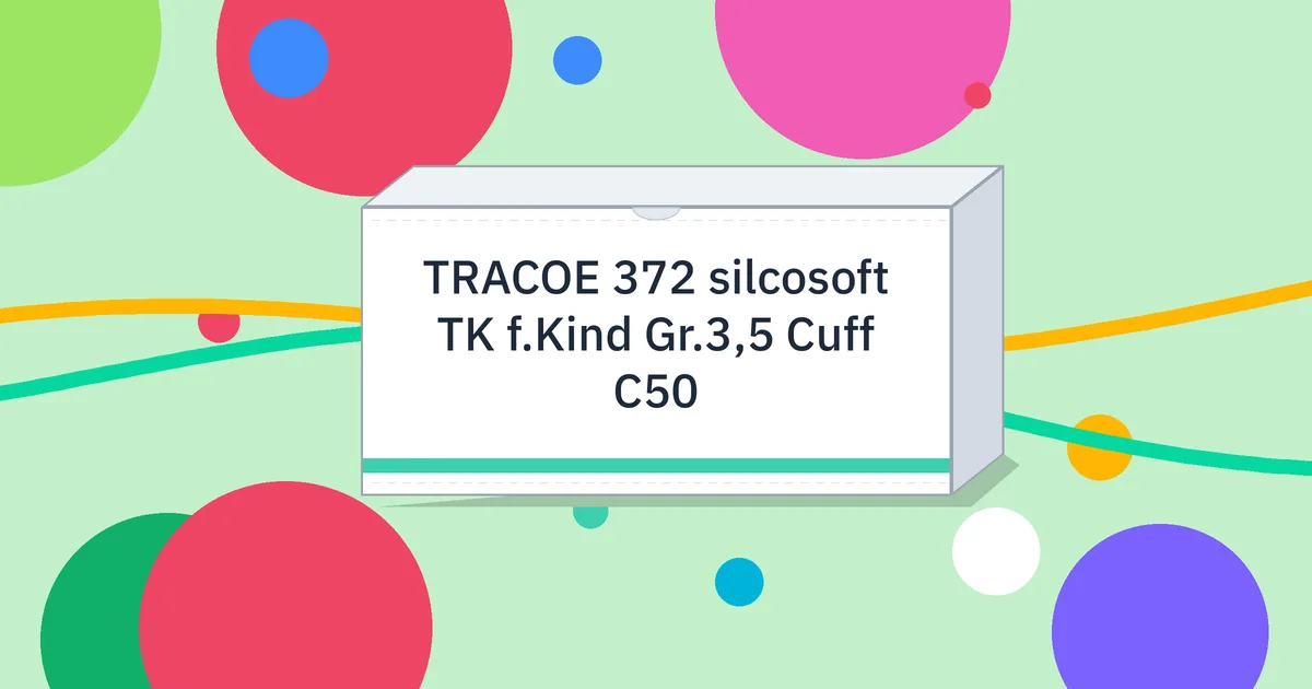 Symbolbild: Packung mit der Aufschrift TRACOE 372 silcosoft TK f.Kind Gr.3,5 Cuff C50 (PZN 14316184) – Verfügbarkeit und Bezug in Apotheken in Frankfurt am Main