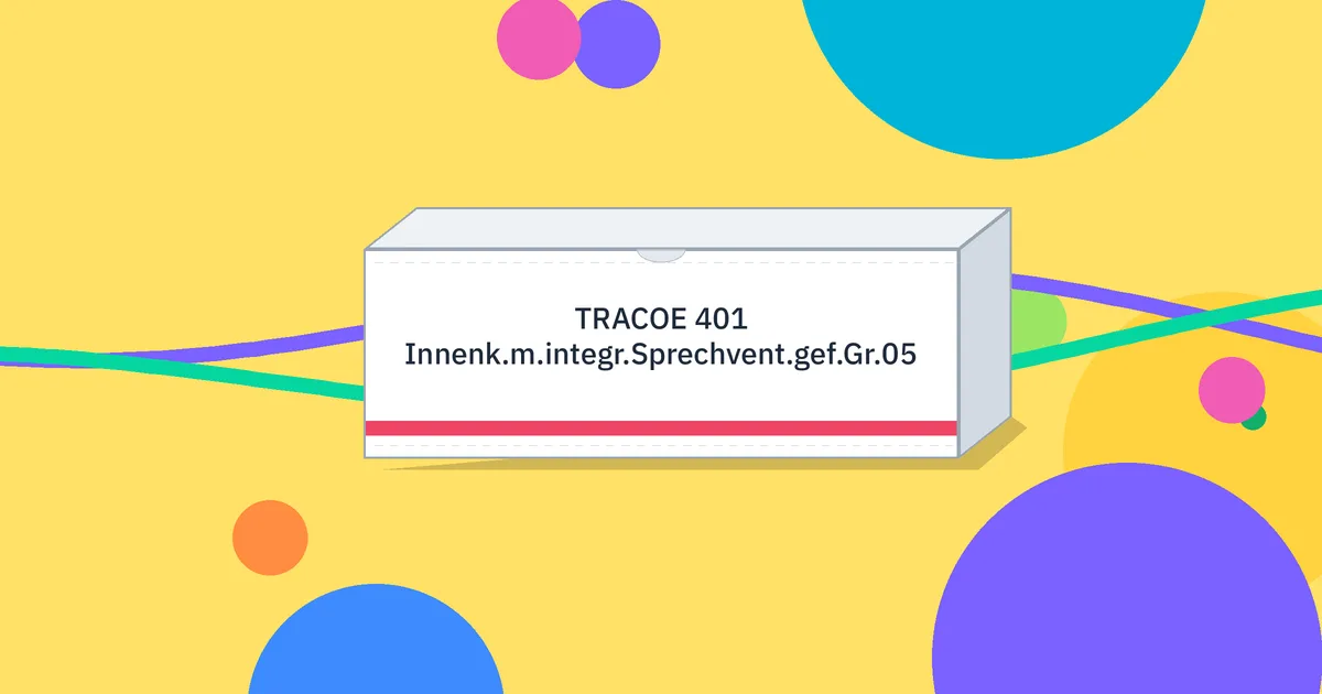 Symbolbild: Packung mit der Aufschrift TRACOE 401 Innenk.m.integr.Sprechvent.gef.Gr.05 (PZN 00921680) – Verfügbarkeit und Bezug in Apotheken in Frankfurt am Main