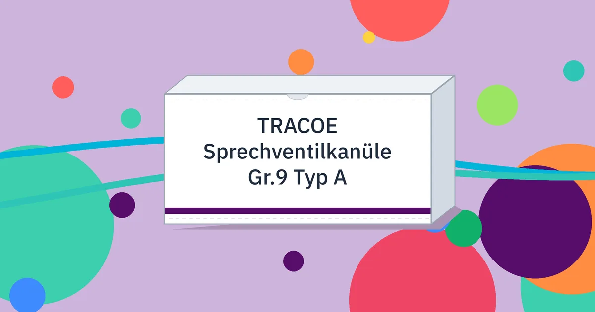 Symbolbild: Packung mit der Aufschrift TRACOE Sprechventilkanüle Gr.9 Typ A (PZN 07483467) – Verfügbarkeit und Bezug in Apotheken in Frankfurt am Main