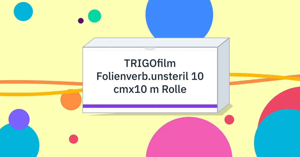 Symbolbild: Packung mit der Aufschrift TRIGOfilm Folienverb.unsteril 10 cmx10 m Rolle (PZN 09945050) – Verfügbarkeit und Bezug in Apotheken in Frankfurt am Main