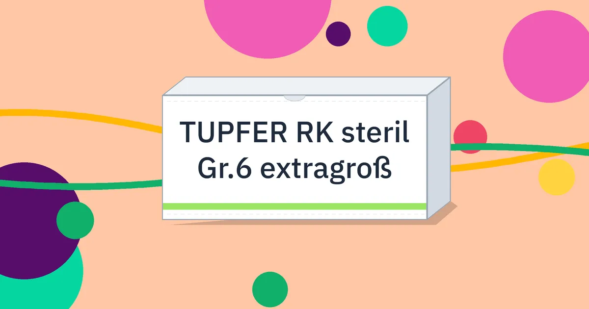 Symbolbild: Packung mit der Aufschrift TUPFER RK steril Gr.6 extragroß (PZN 09214033) – Verfügbarkeit und Bezug in Apotheken in Frankfurt am Main