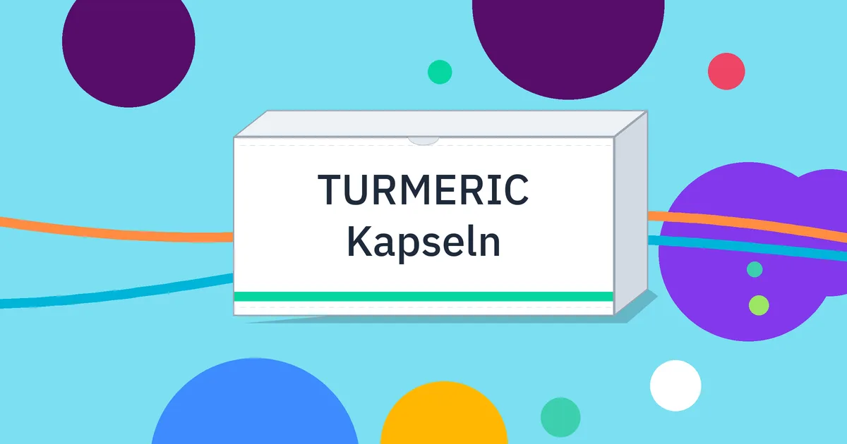Symbolbild: Packung mit der Aufschrift TURMERIC Kapseln (PZN 20279731) – Verfügbarkeit und Bezug in Apotheken in Frankfurt am Main