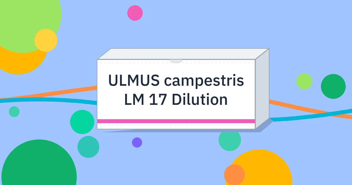 Symbolbild: Packung mit der Aufschrift ULMUS campestris LM 17 Dilution (PZN 13255351) – Verfügbarkeit und Bezug in Apotheken in Frankfurt am Main