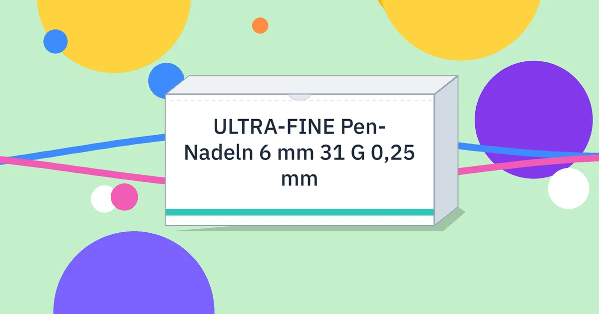 Symbolbild: Packung mit der Aufschrift ULTRA-FINE Pen-Nadeln 6 mm 31 G 0,25 mm (PZN 20869792) – Verfügbarkeit und Bezug in Apotheken in Frankfurt am Main