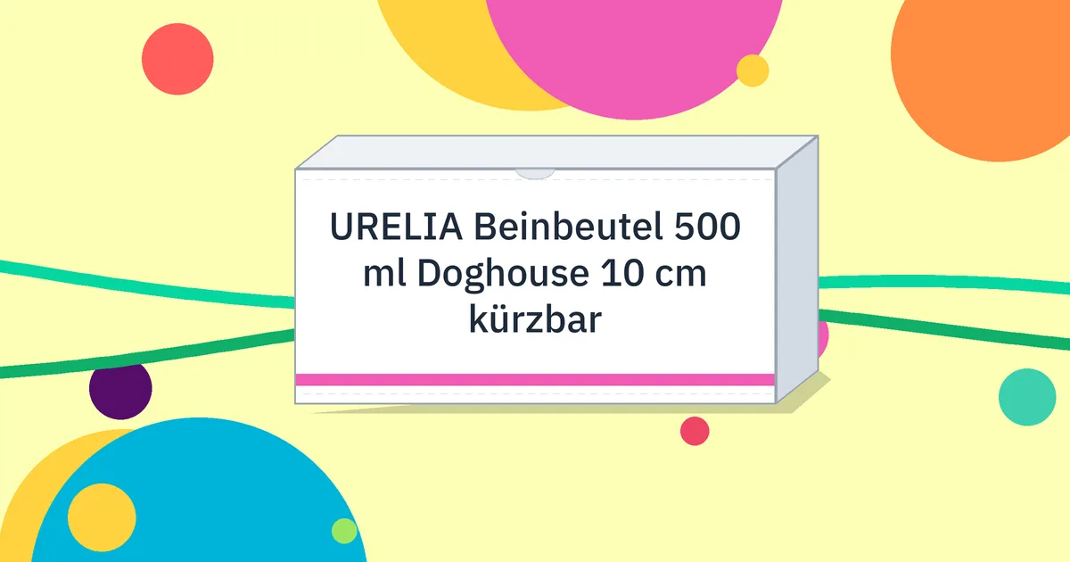 Symbolbild: Packung mit der Aufschrift URELIA Beinbeutel 500 ml Doghouse 10 cm kürzbar (PZN 18438754) – Verfügbarkeit und Bezug in Apotheken in Frankfurt am Main