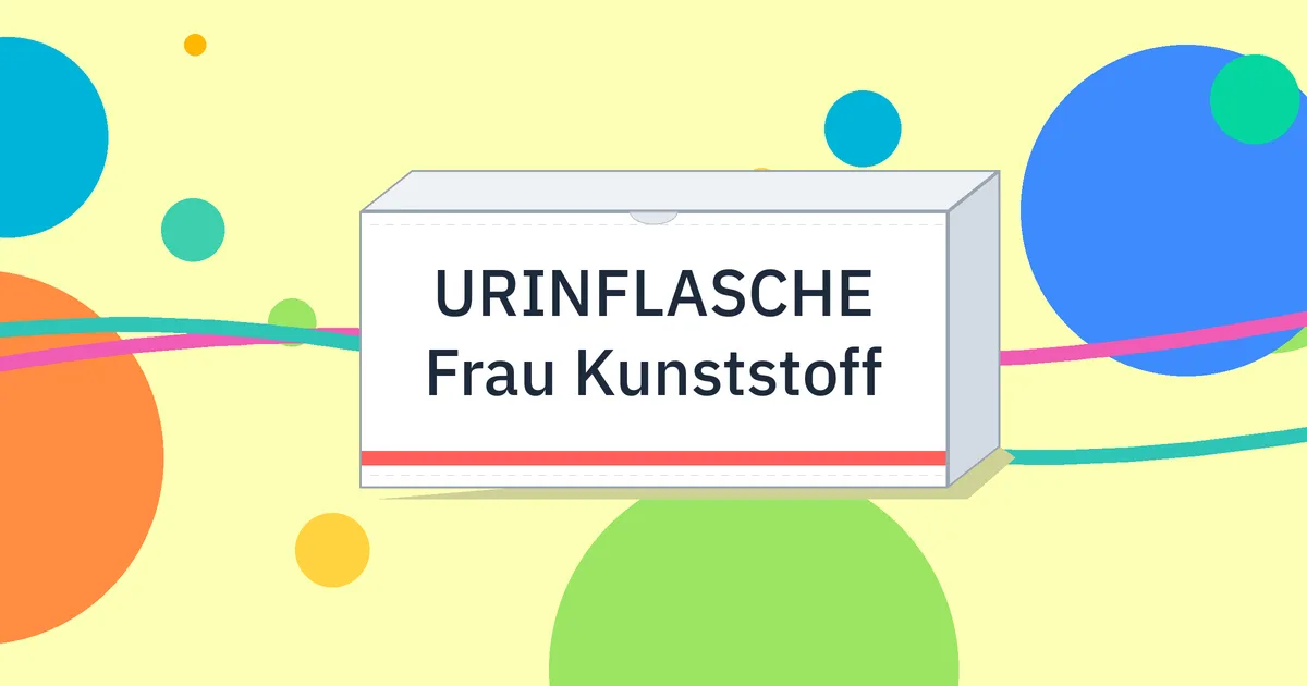 Symbolbild: Packung mit der Aufschrift URINFLASCHE Frau Kunststoff (PZN 01739836) – Verfügbarkeit und Bezug in Apotheken in Frankfurt am Main