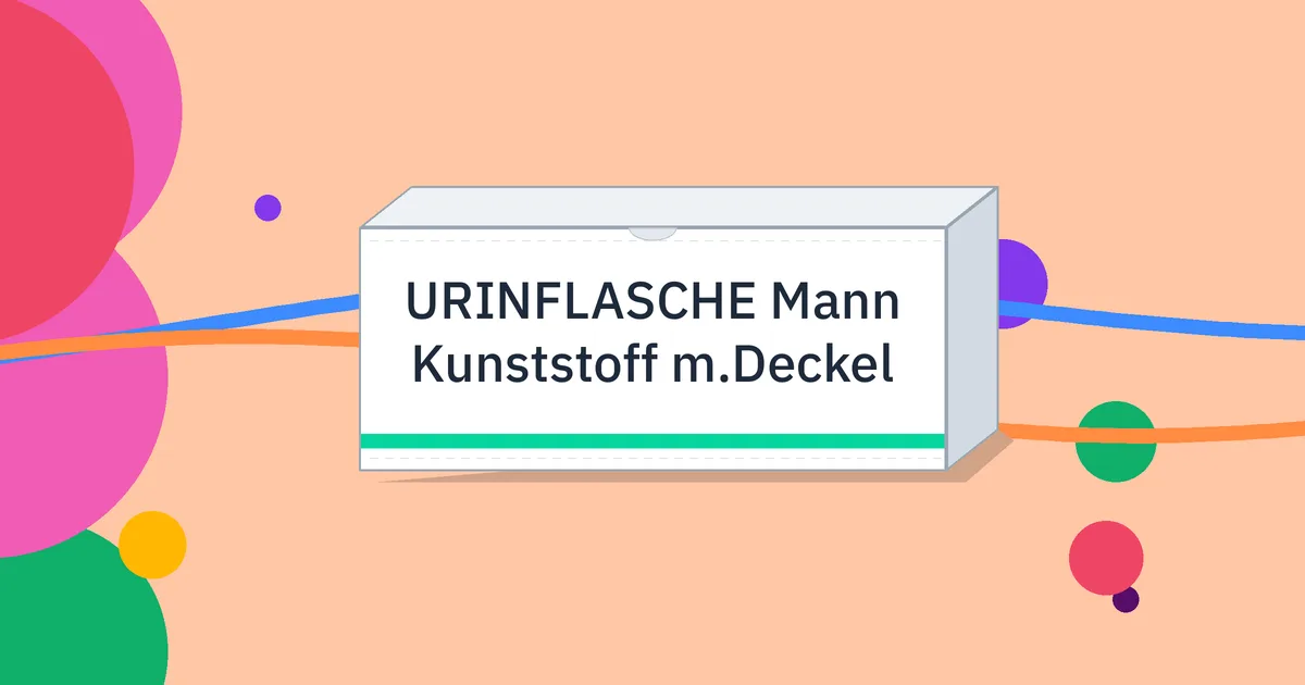 Symbolbild: Packung mit der Aufschrift URINFLASCHE Mann Kunststoff m.Deckel (PZN 08528278) – Verfügbarkeit und Bezug in Apotheken in Frankfurt am Main