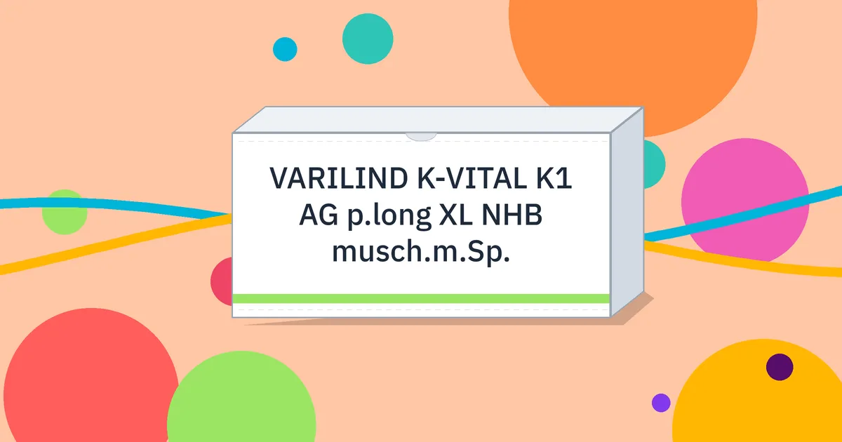 Symbolbild: Packung mit der Aufschrift VARILIND K-VITAL K1 AG p.long XL NHB musch.m.Sp. (PZN 20563975) – Verfügbarkeit und Bezug in Apotheken in Frankfurt am Main