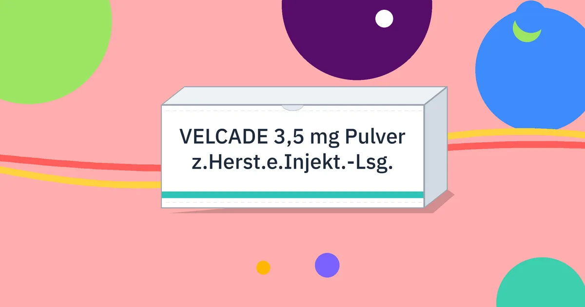 Symbolbild: Packung mit der Aufschrift VELCADE 3,5 mg Pulver z.Herst.e.Injekt.-Lsg. (PZN 00822831) – Verfügbarkeit und Bezug in Apotheken in Frankfurt am Main