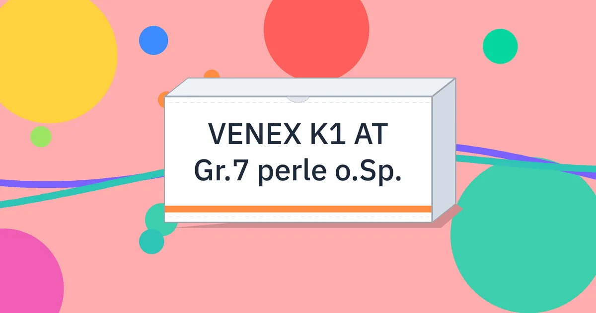 Symbolbild: Packung mit der Aufschrift VENEX K1 AT Gr.7 perle o.Sp. (PZN 03197664) – Verfügbarkeit und Bezug in Apotheken in Frankfurt am Main