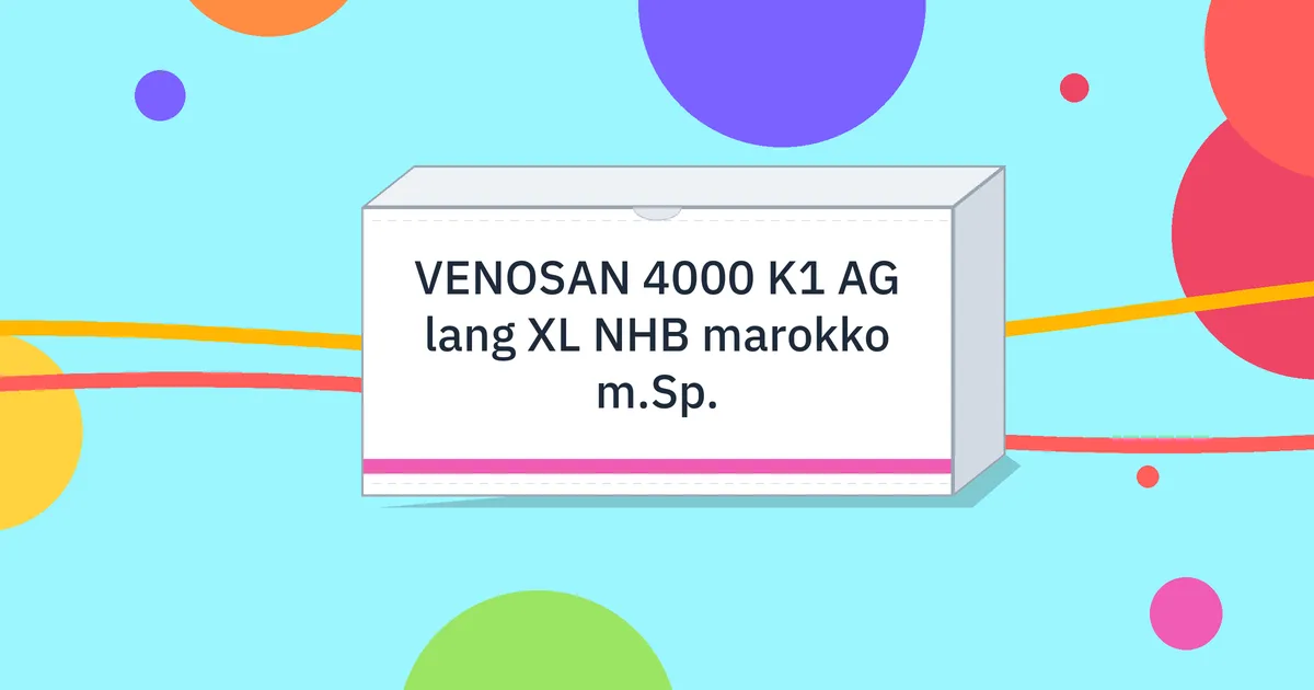 Symbolbild: Packung mit der Aufschrift VENOSAN 4000 K1 AG lang XL NHB marokko m.Sp. (PZN 14425329) – Verfügbarkeit und Bezug in Apotheken in Frankfurt am Main