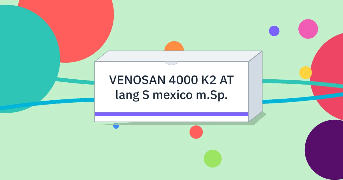Symbolbild: Packung mit der Aufschrift VENOSAN 4000 K2 AT lang S mexico m.Sp. (PZN 14424206) – Verfügbarkeit und Bezug in Apotheken in Frankfurt am Main